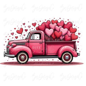 Pink Valentine Truck Png, Valentines Sublimation Designs Downloads ...