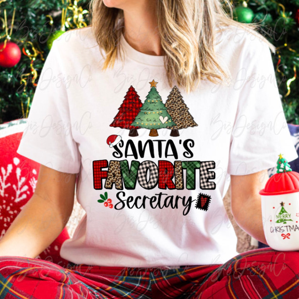 Santa's Favorite Secretary Png Leopard Red Buffalo Plaid - Etsy