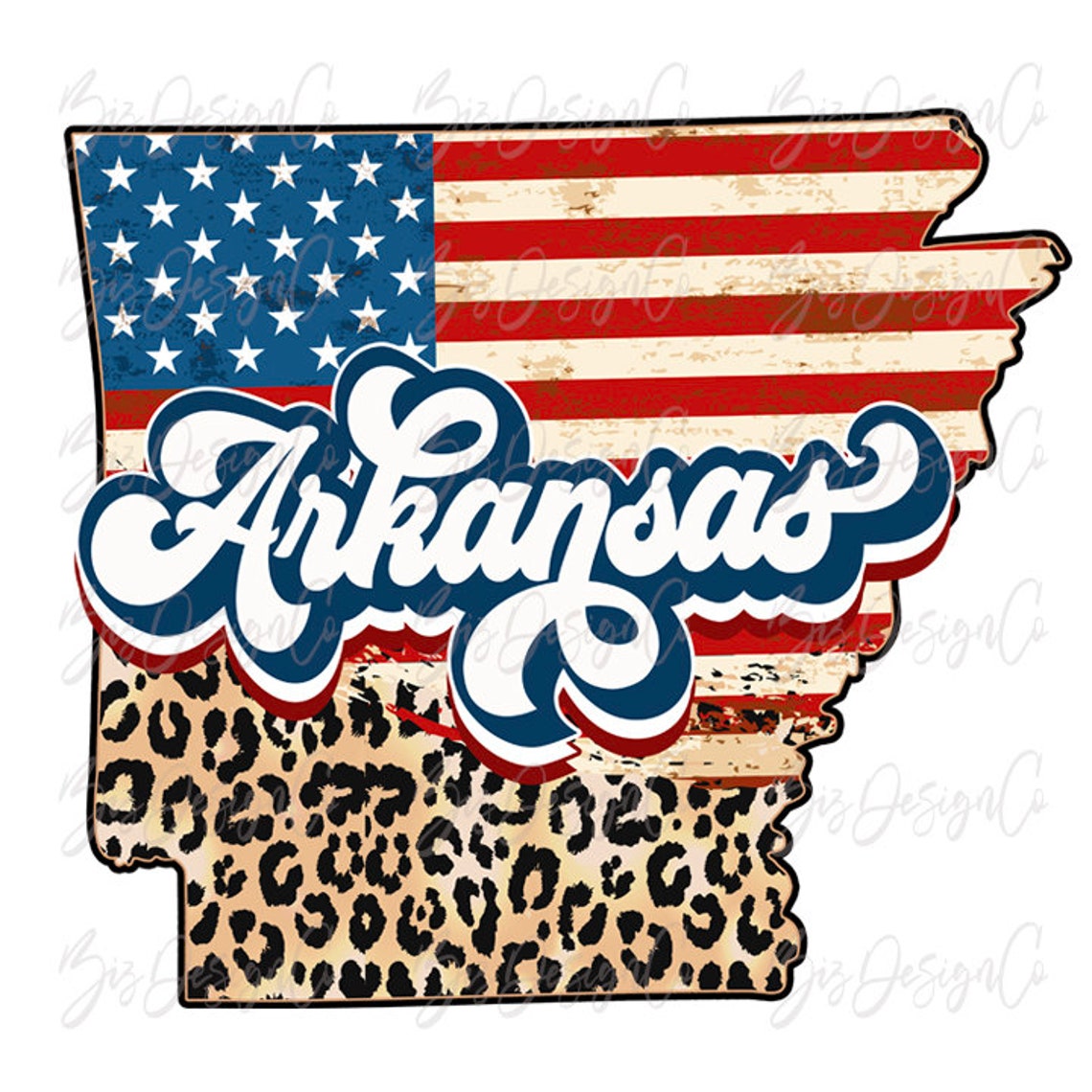 Arkansas State Png 4th of July Png AR Retro Leopard 4th of - Etsy