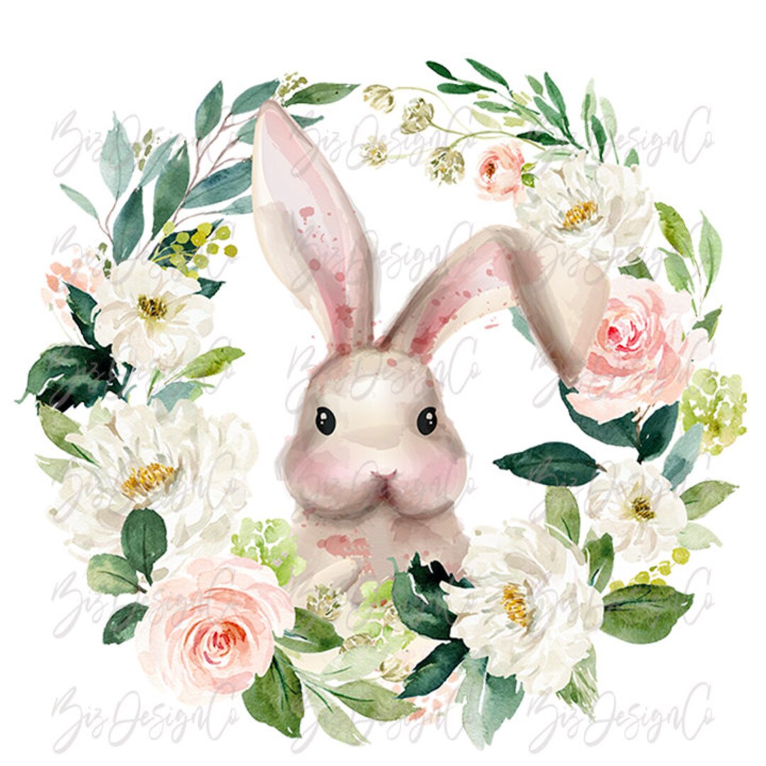 Watercolor Floral Rabbit Sublimation Design Downloads, Easter ...