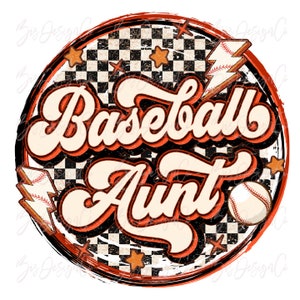 Baseball Aunt Png, Retro Baseball Sublimation Designs Downloads, Groovy ...