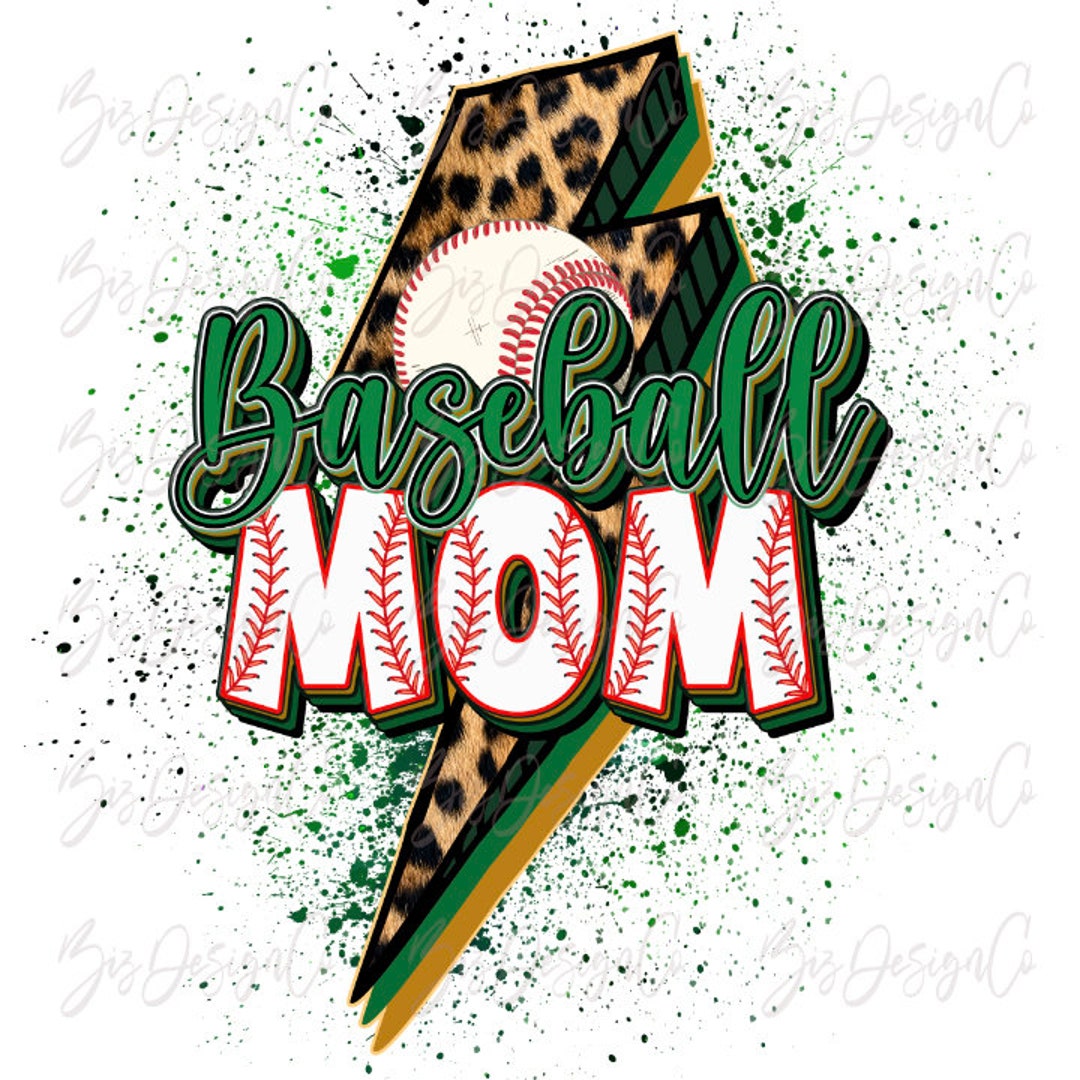 Green Baseball MOM Png, Cheetah Leopard Baseball Sublimation Designs ...