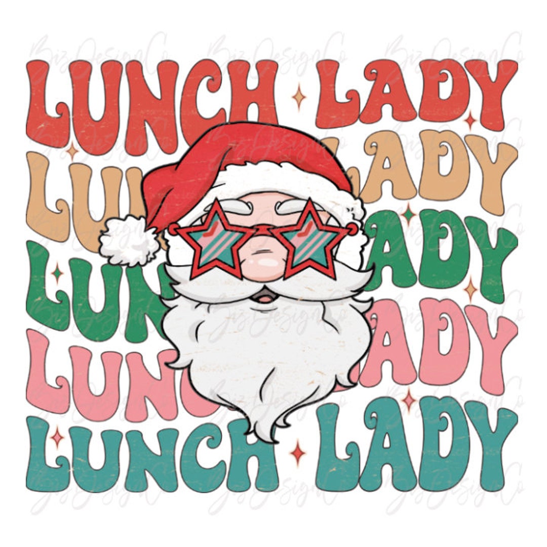 Santas Favorite Lunch Lady Png Leopard Groovy Christmas Sublimation