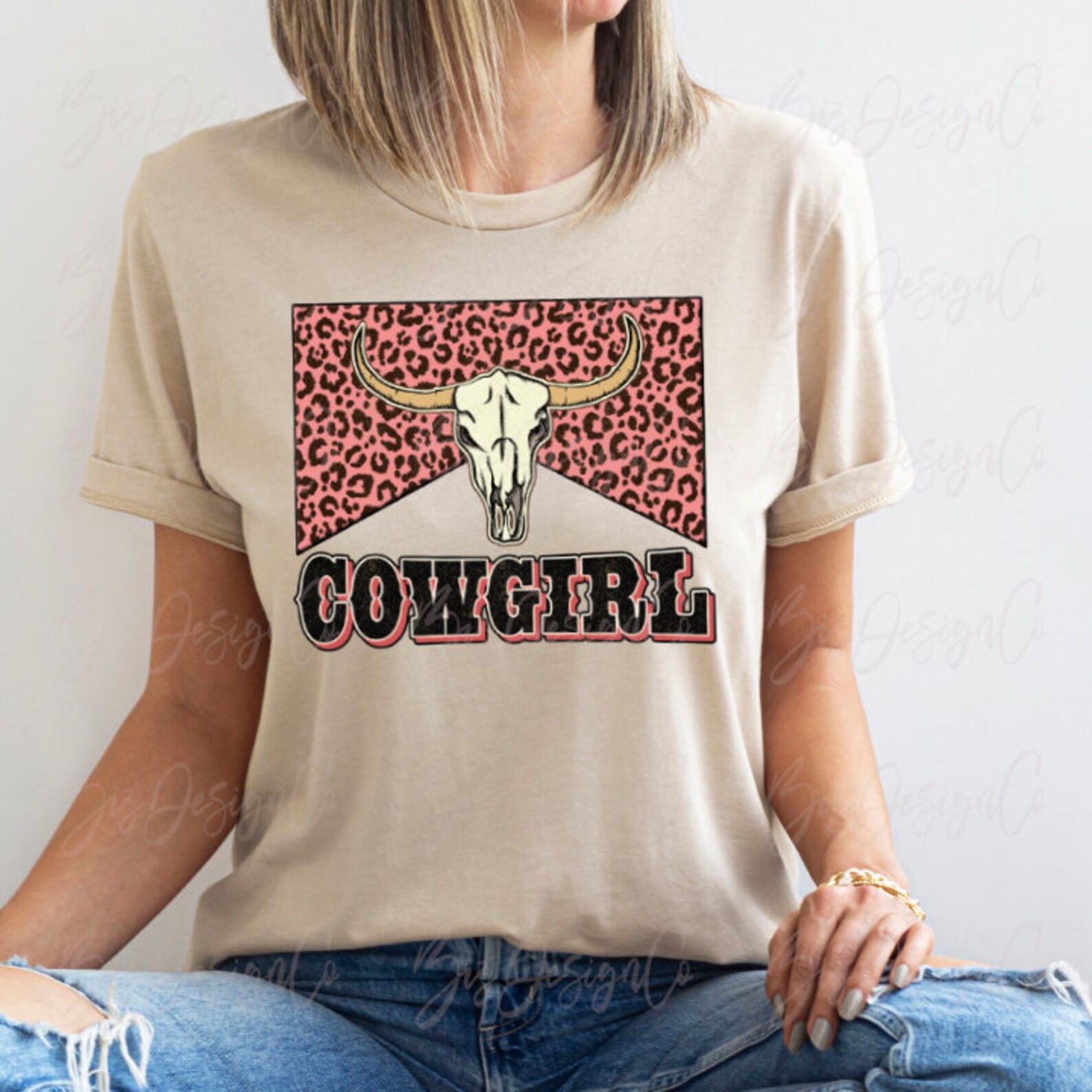 Retro Cow Girl Png, Pink Leopard Cow Girl Png, Western Country ...