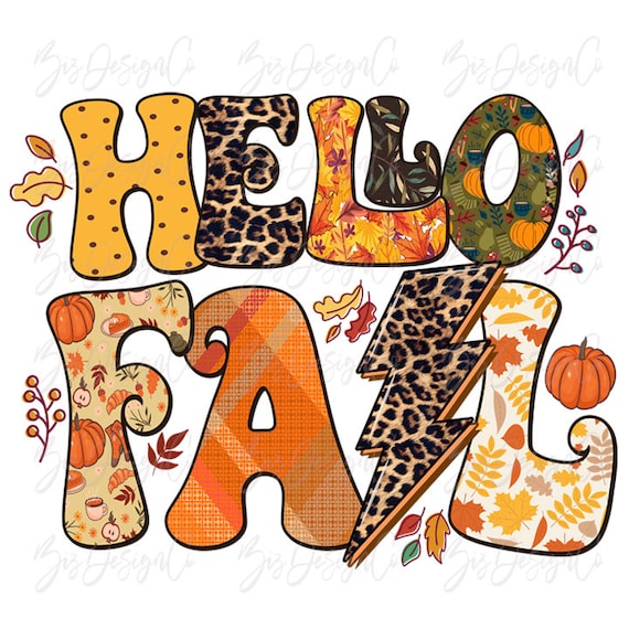Hello Fall Png Retro Fall Sublimation Designs Downloads - Etsy
