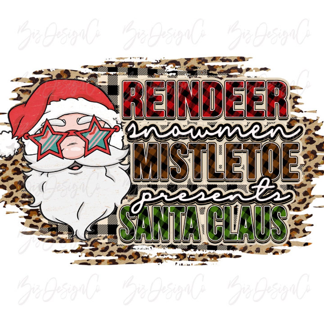 Reindeer Mistletoe Santa Png Santa Leopard Red Plaid - Etsy Australia