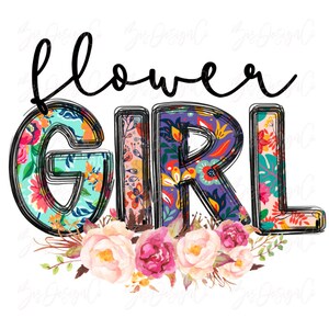 Flower Girl Png, Boho Floral Flower Girl Sublimation Designs Downloads ...