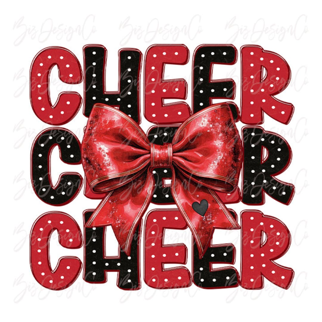 RED Cheer Bow Png, Cheer Coquette Bow Png, Cheer Sublimation Designs ...