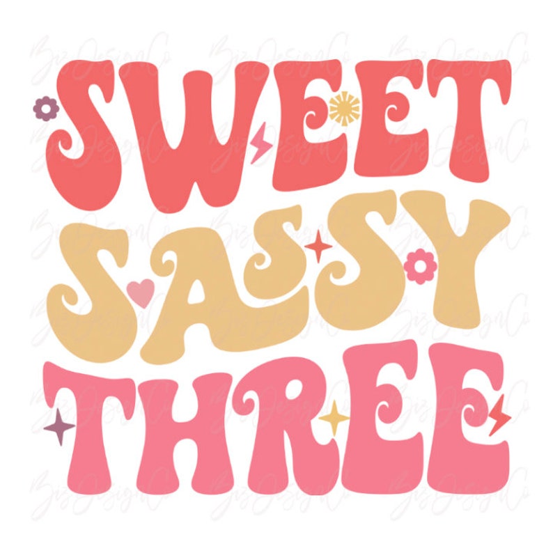 Sweet Sassy Three PNG Retro Birthday Girl Png for - Etsy