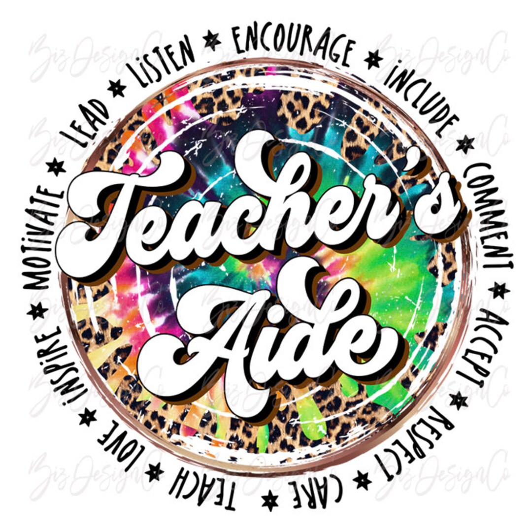 Teacher Aide Png, Retro Teacher Sublimation Designs Downloads, Leopard ...