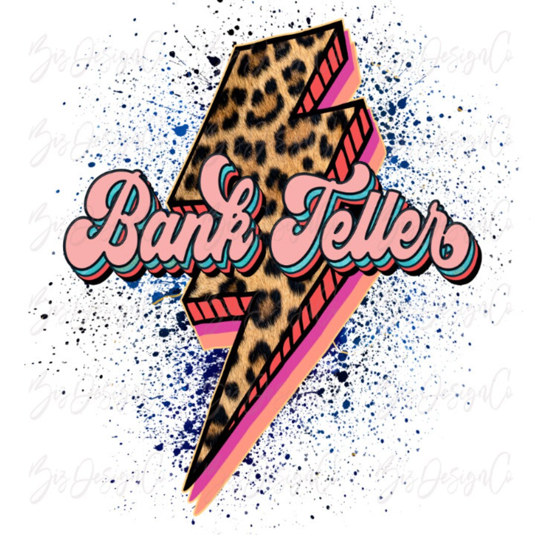 Retro Bank Teller Png, Leopard BANKER Sublimation Designs Downloads ...