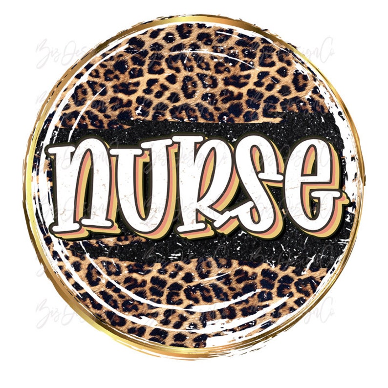 Leopard Nurse Sublimation Designs Downloads, Distressed Circle Frame ...