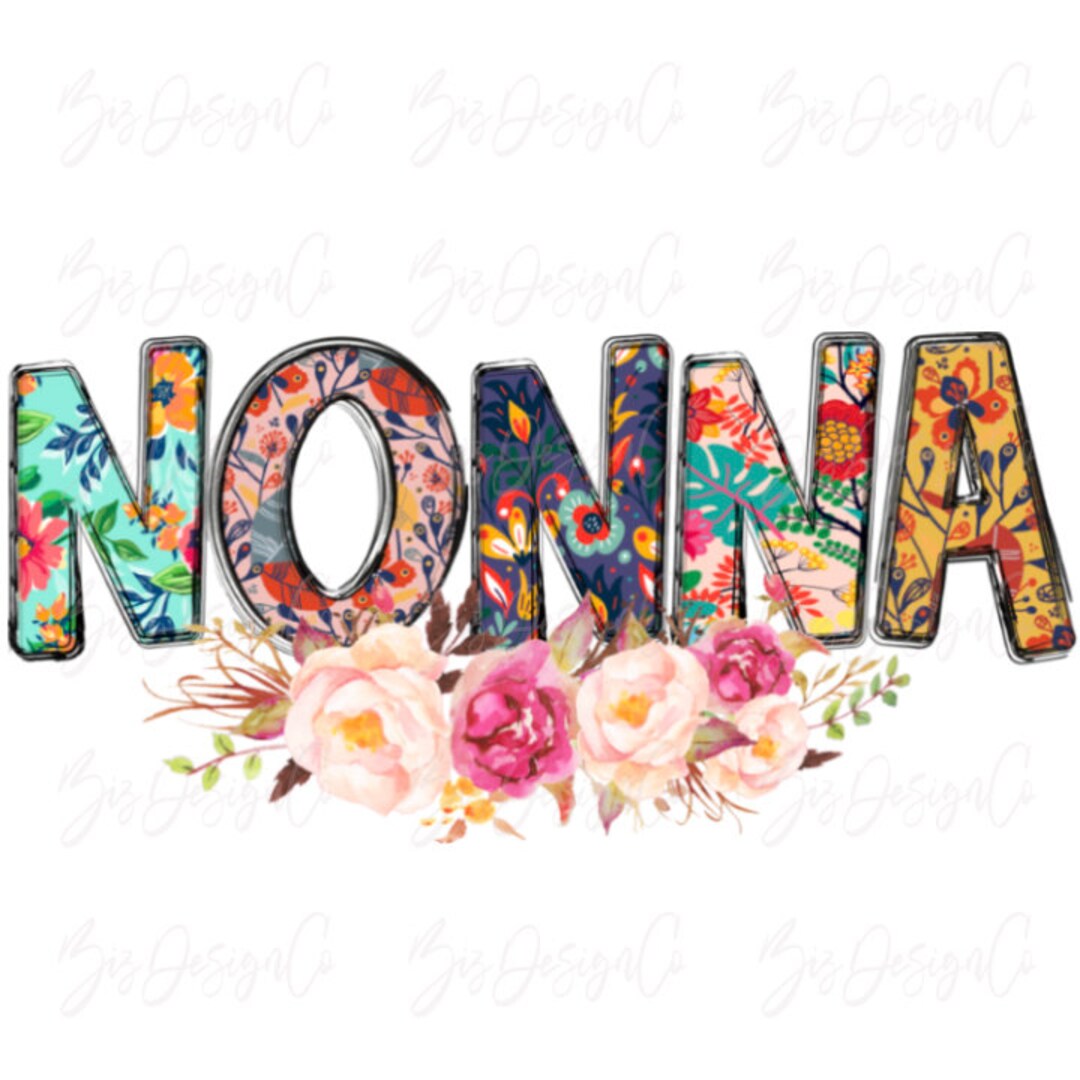 Floral Nonna Png, Floral Grandma Sublimation Designs Downloads, Boho Watercolor Flowers Hand ...