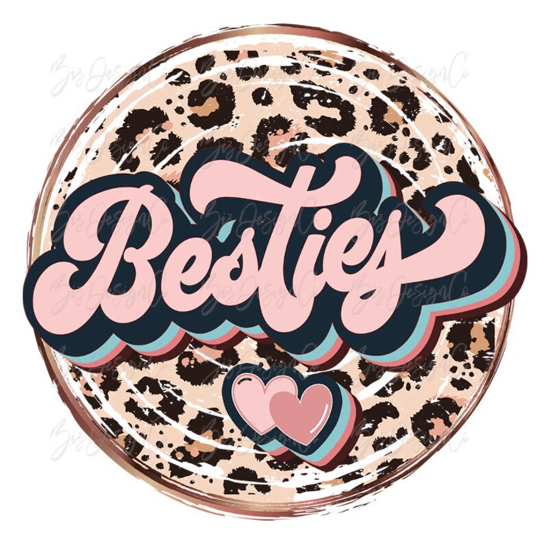 Besties Heart Png. Pink Leopard Besties Png Best Friends - Etsy