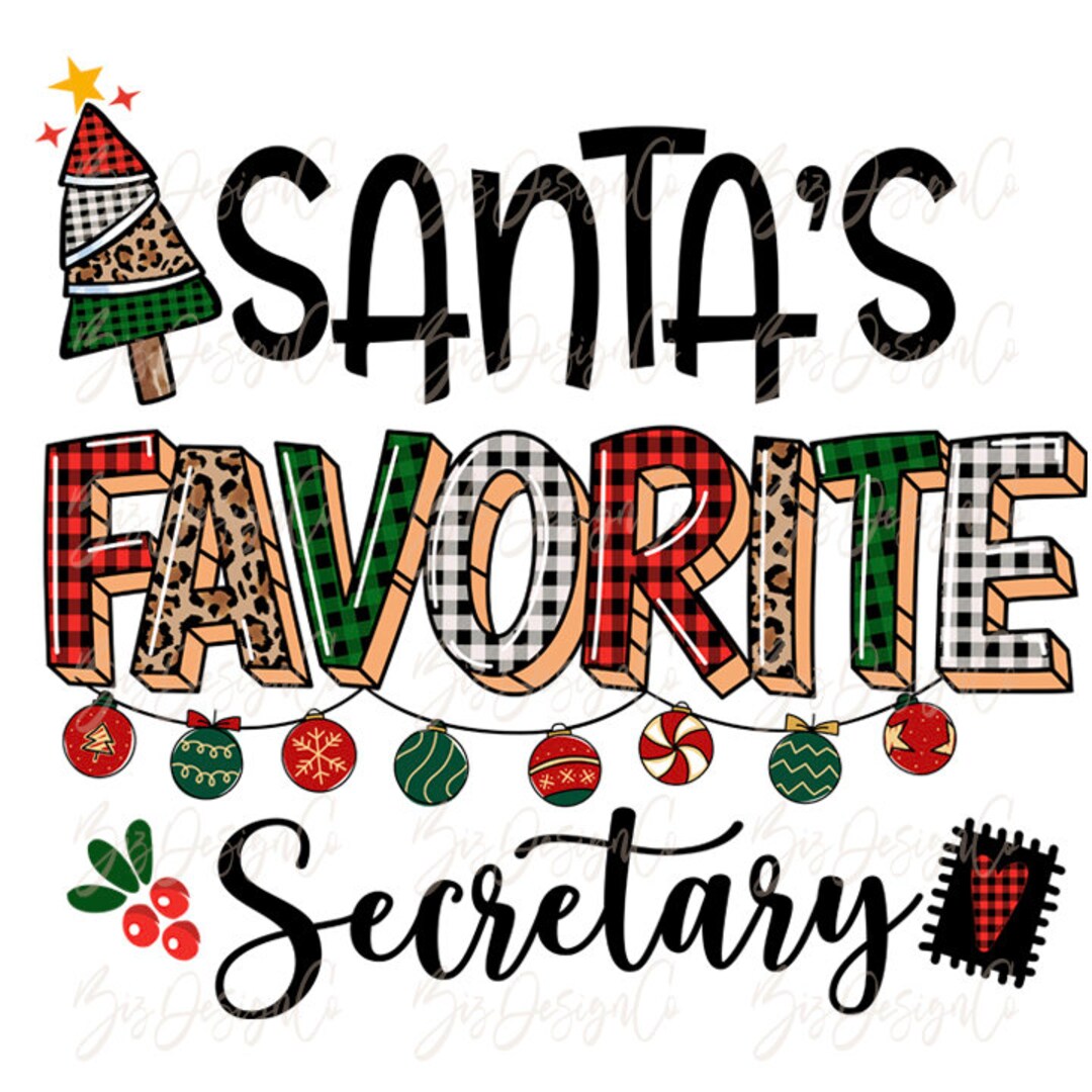 Santa's Favorite Secretary Png, Leopard Red Buffalo Plaid Christmas ...