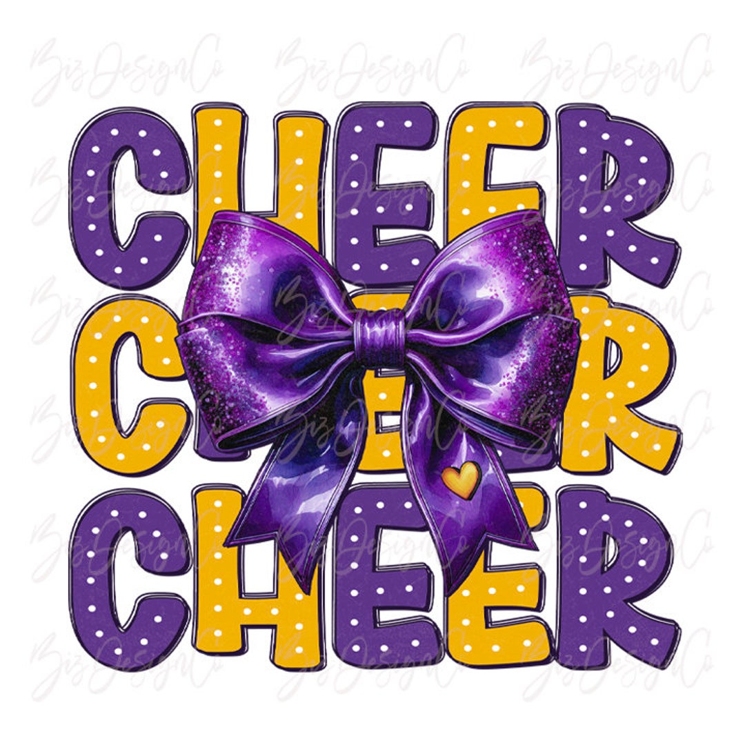 Gold Purple Cheer Bow Png, Cheer Coquette Bow Png, Cheer Sublimation ...
