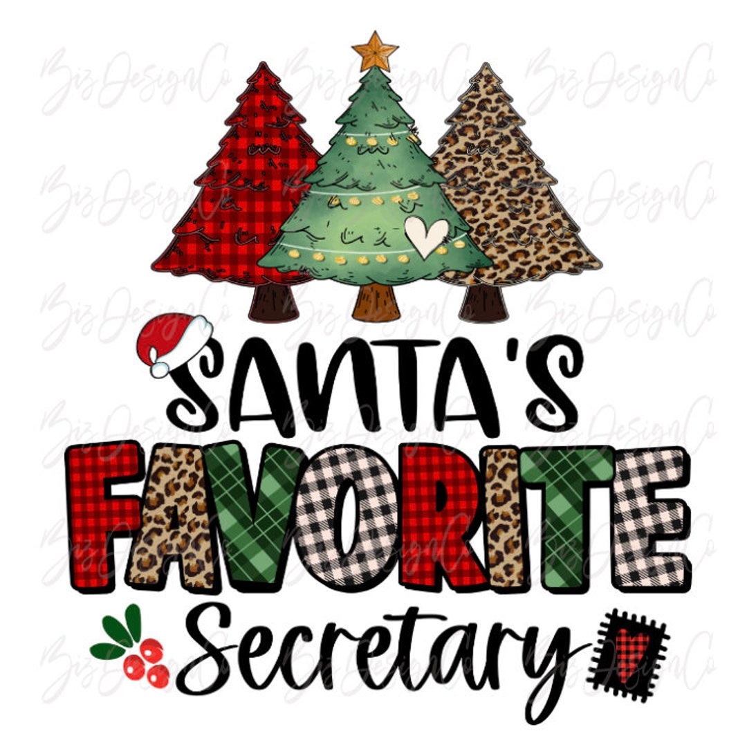 Santa's Favorite Secretary Png, Leopard Red Buffalo Plaid Christmas ...