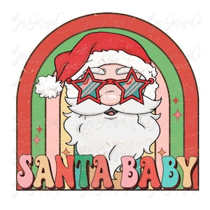 Retro Santa Baby Png, Groovy Christmas Sublimation Designs Downloads ...