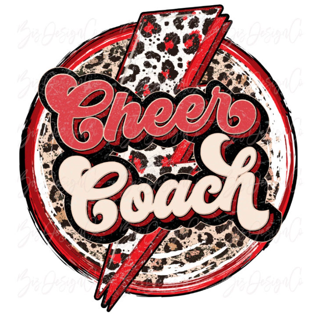 Leopard Red Cheer Coach Png, RETRO Sports Sublimation Designs Downloads ...