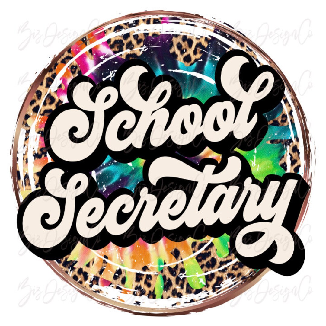 Leopard School Secretary Sublimation Designs Downloads, Circle Frame ...