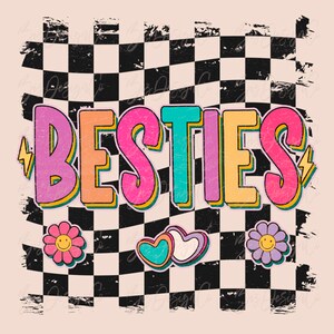 Besties Heart Png. Pink Retro Besties Png, Best Friends Sublimation ...