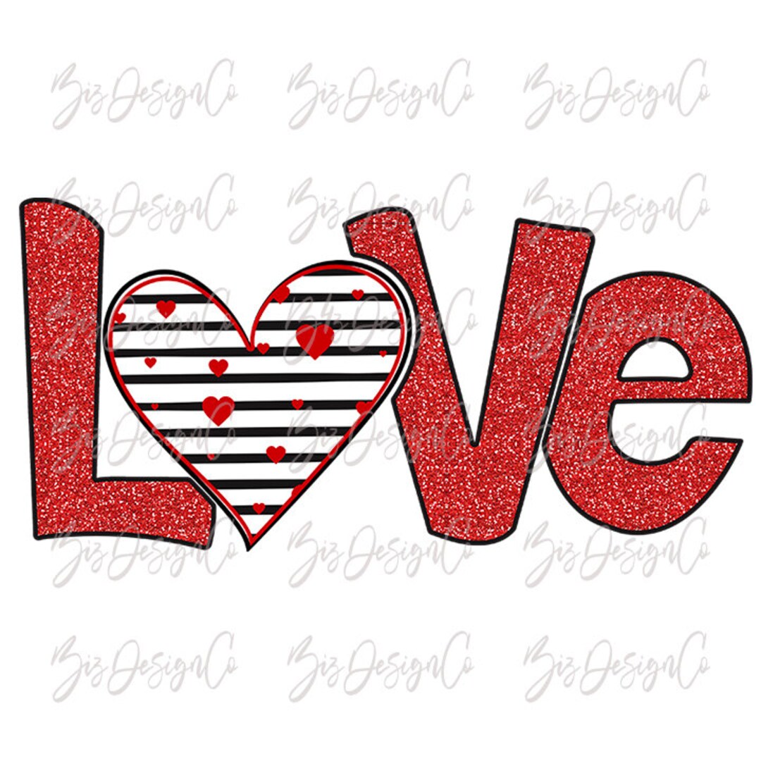 Red Glitter Valentines Day Sublimation Designs Downloads, Love With ...