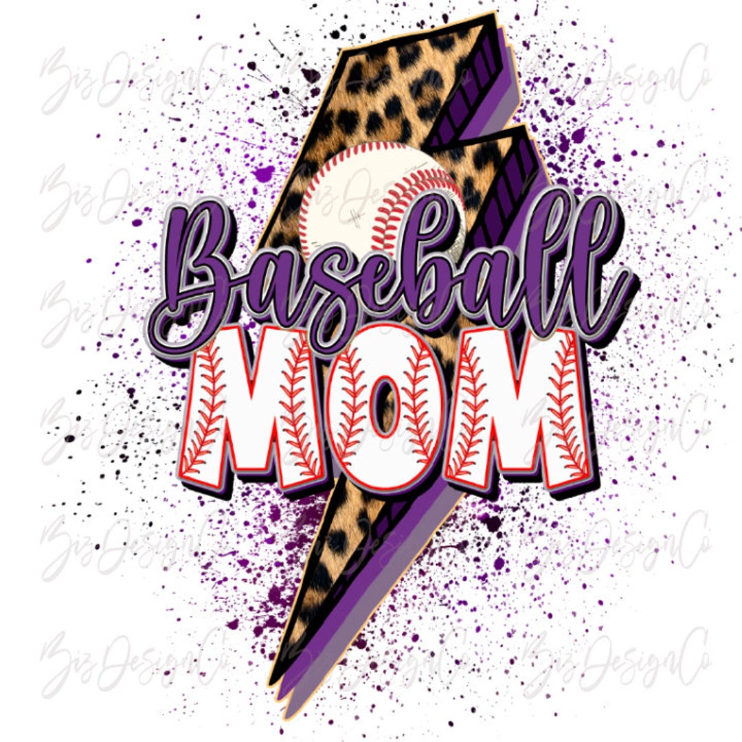 Purple Baseball MOM Png, Cheetah Leopard Baseball Sublimation Designs ...