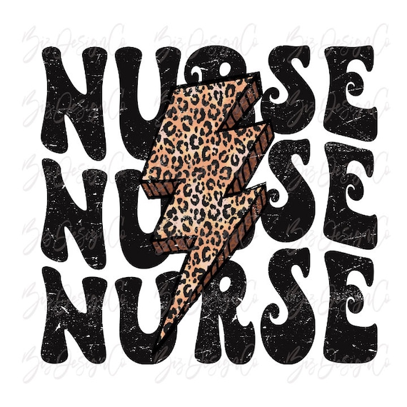 Leopard Nurse Sublimation Designs Downloads Lightening Bolt - Etsy
