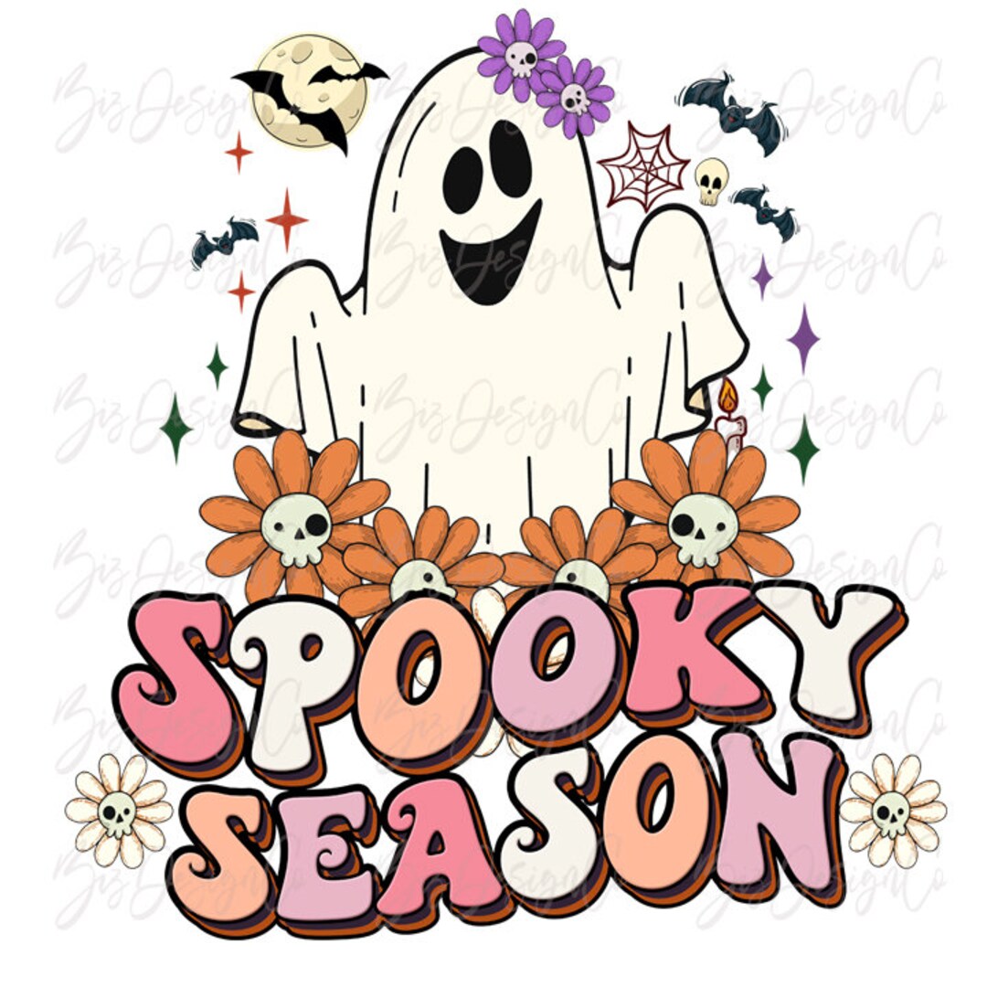 Spooky Season Ghost Png, Groovy Halloween Sublimation Designs Downloads ...