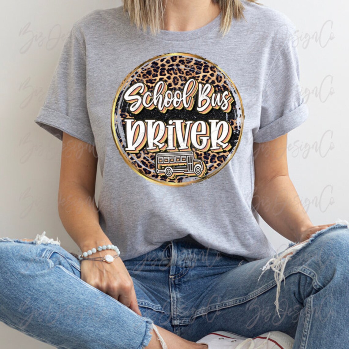 Leopard School Bus Driver Sublimation Designs Downloads, Retro ...