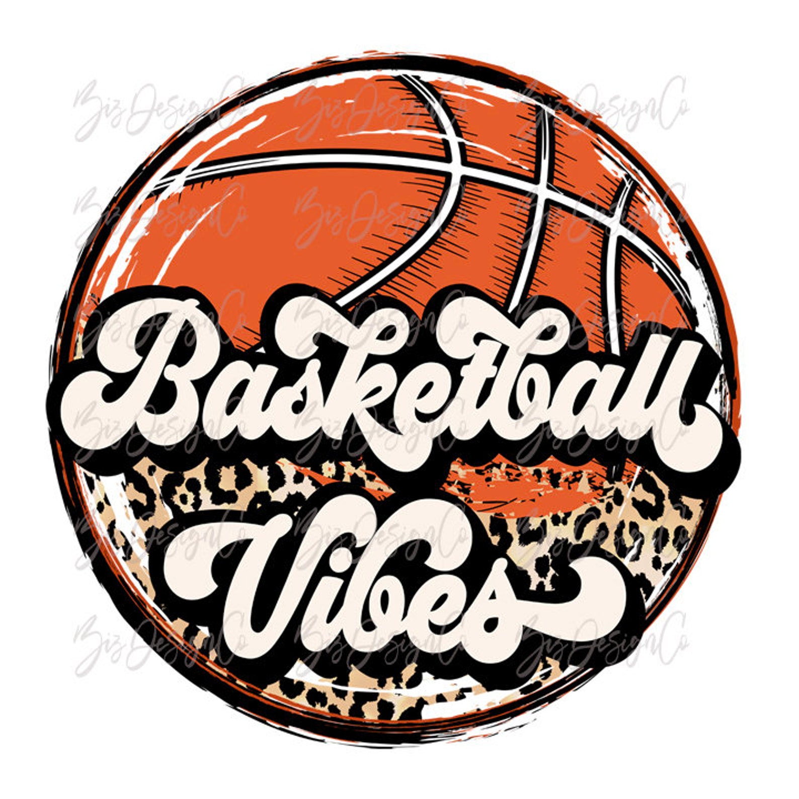 Retro Basketball Vibes Png, Leopard Basketball Sublimation Designs ...
