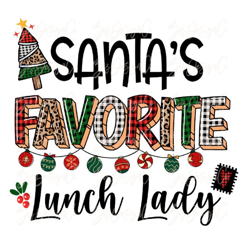 Santas Favorite Lunch Lady Png Leopard Buffalo Plaid Etsy