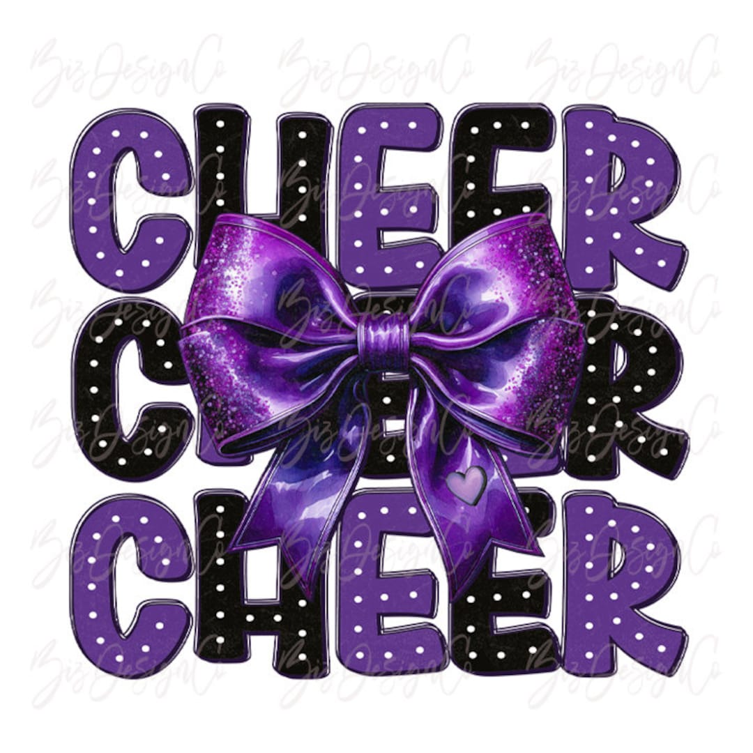 Purple Cheer Bow Png, Cheer Coquette Bow Png, Cheer Sublimation Designs ...