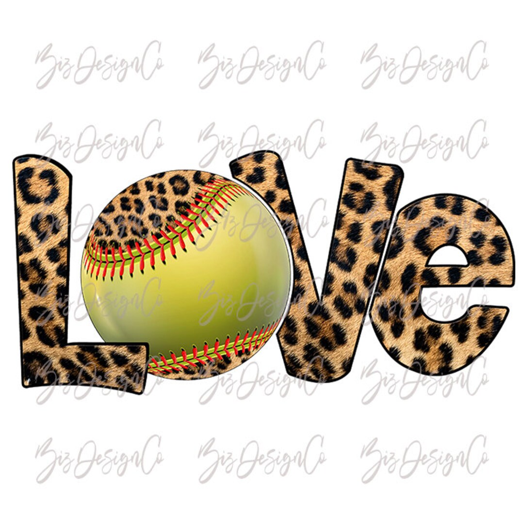 Love Softball Leopard Png Love Softball Sublimation Download - Etsy