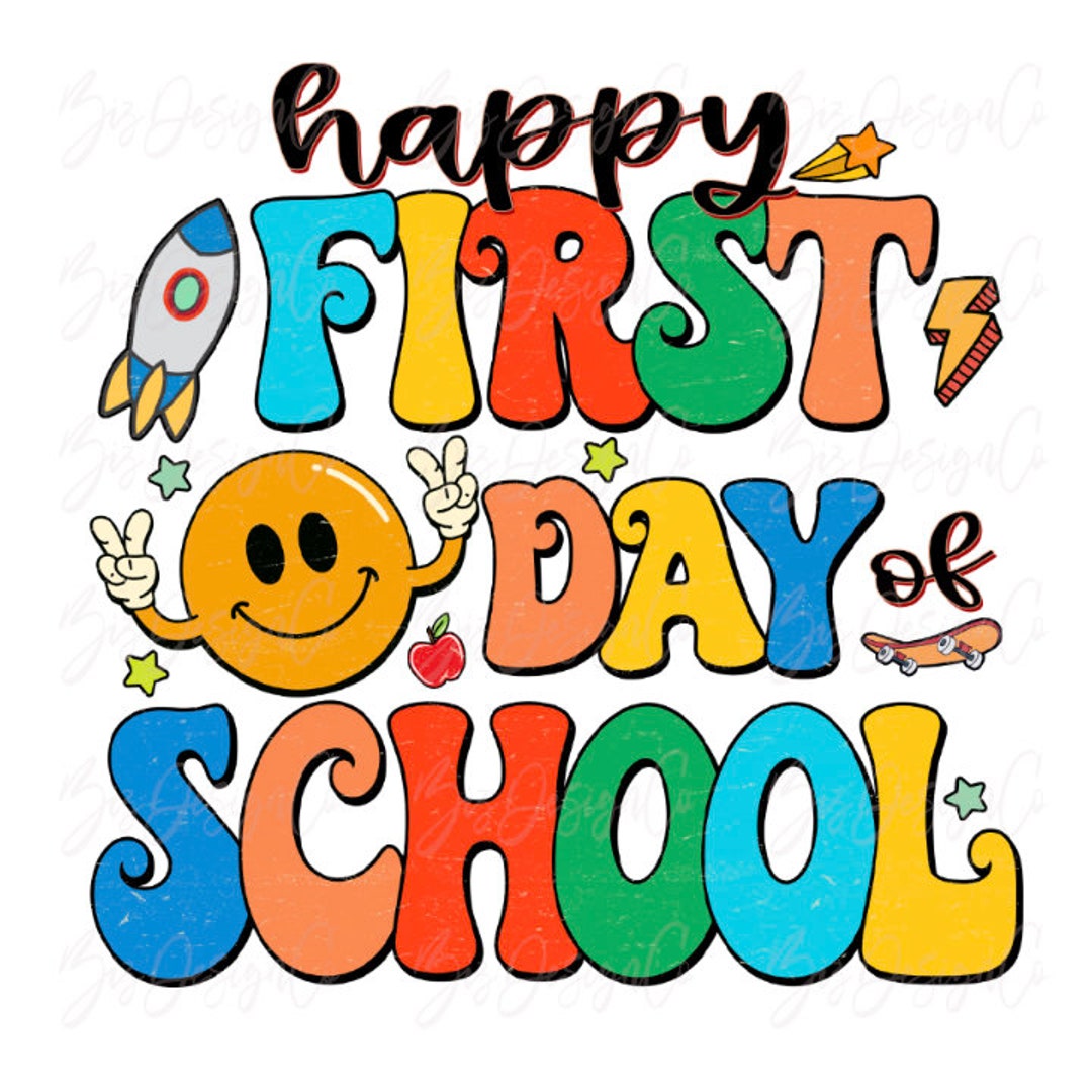 Retro Happy First Day of School Png, Groovy Back to School Png, School ...