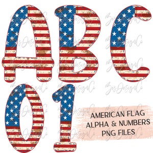 Usa Alphabet and Numbers Png, American Letters Png, American Flag Font ...
