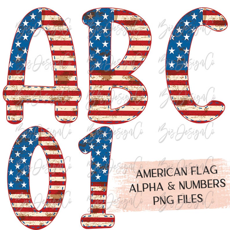 Usa Alphabet and Numbers Png American Letters Png American - Etsy