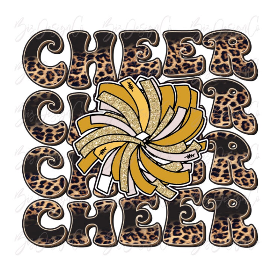 Leopard Cheer Design Png, RETRO Cheer Sublimation Designs Downloads ...