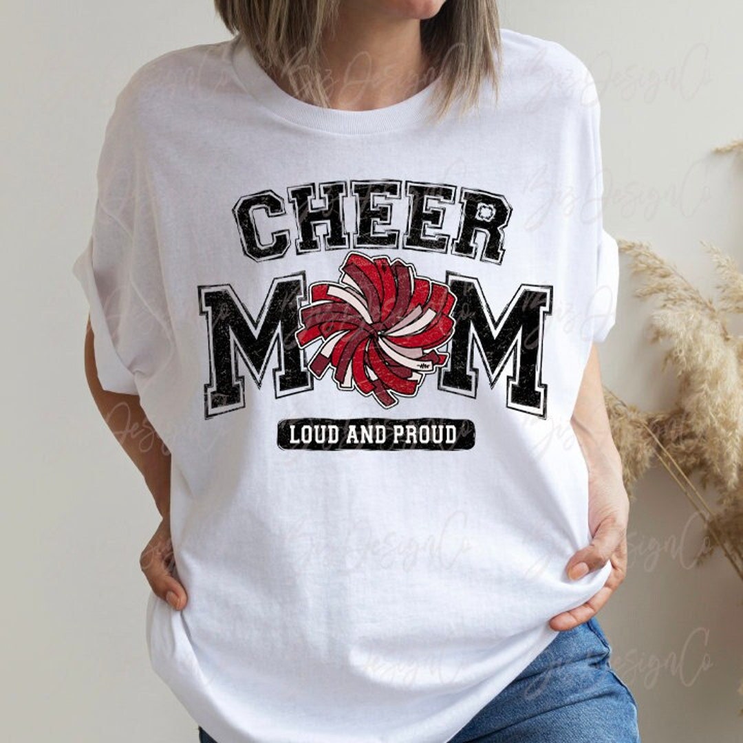Cheer Mom Png, RETRO Cheer Sublimation Designs Downloads, Red Loud and ...