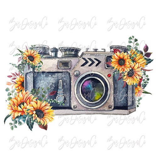 Watercolor Floral Photography Camera Sublimation Designs - Etsy