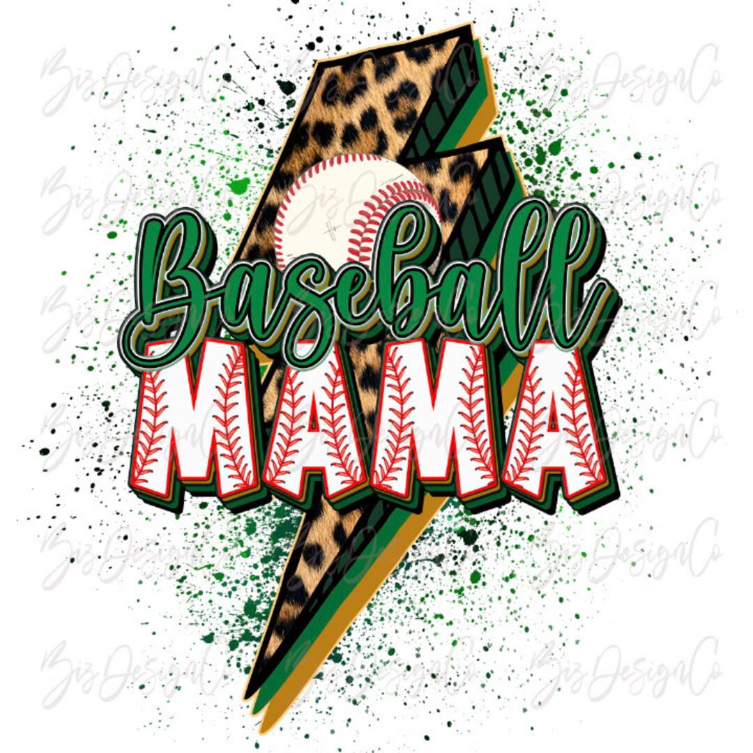 Green Baseball Mama Png, Cheetah Leopard Baseball Sublimation Designs ...