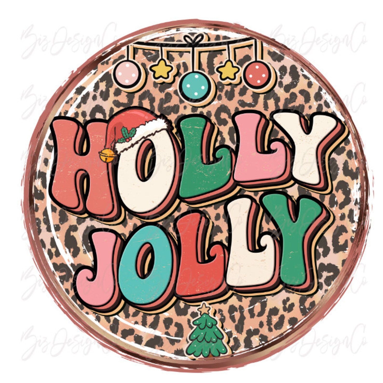 Holly Jolly Christmas Png File Retro Leopard Christmas - Etsy