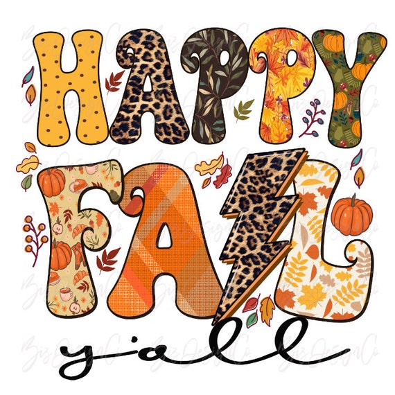 Happy Fall Y'all Png Happy Fall Png Retro Fall - Etsy
