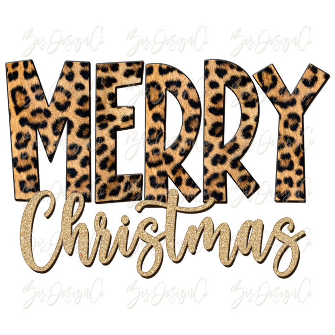 Leopard Print Merry Christmas Sublimation Designs Downloads, Merry ...