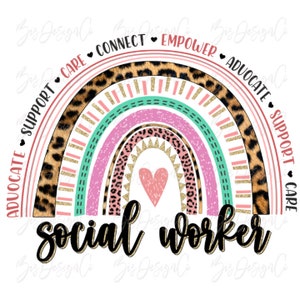 Social Worker Png, Leopard Rainbow Sublimation Designs Downloads, Retro ...