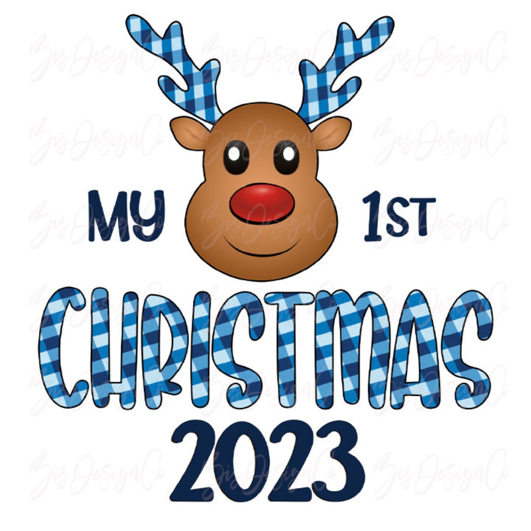 Baby My First Christmas Png, Deer Boy Christmas PNG, Blue Plaid ...