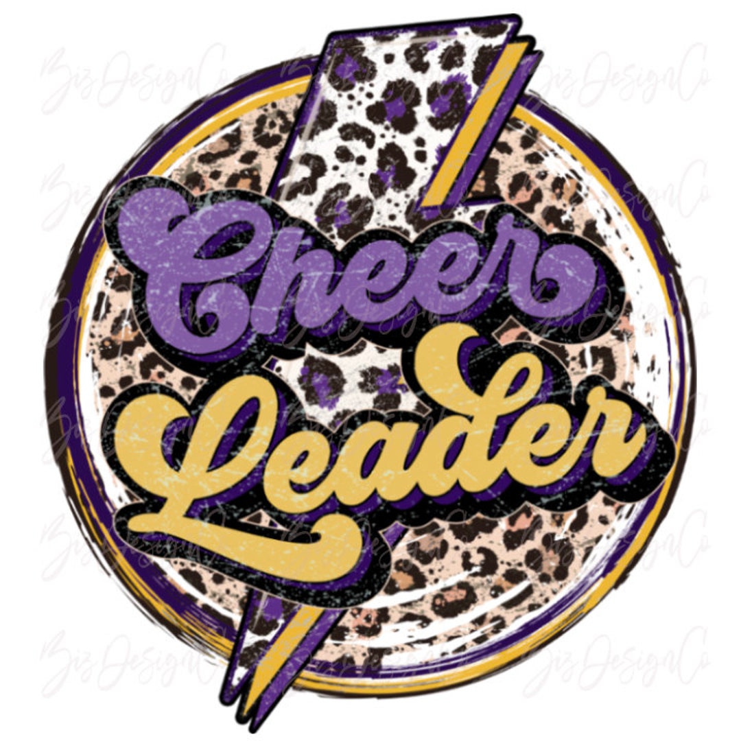 Leopard Purple Gold Cheerleader Png, RETRO Sports Sublimation Designs ...