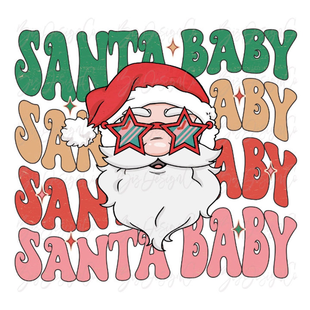 Retro Santa Baby Png, Groovy Christmas Sublimation Designs Downloads ...