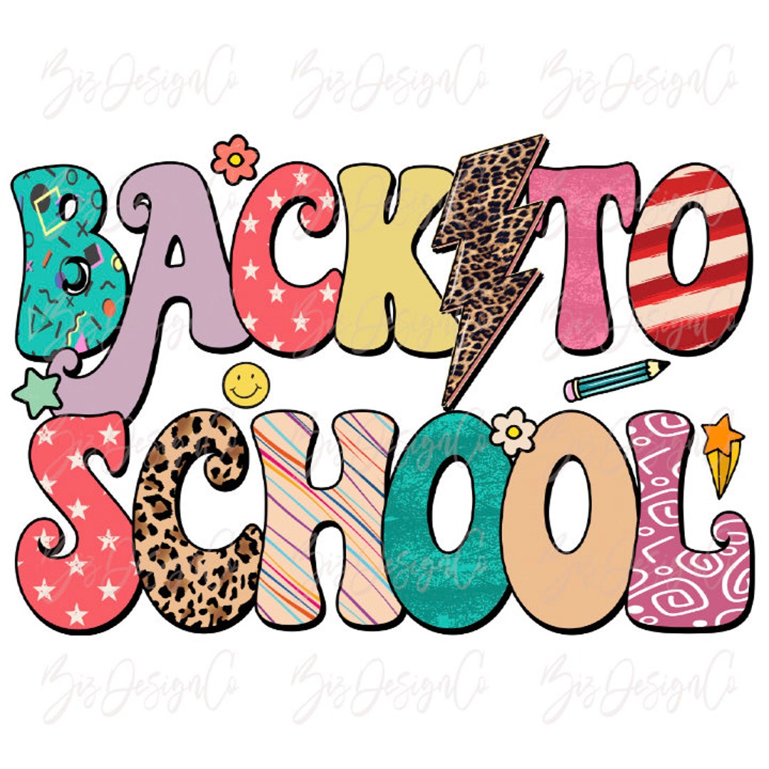 Groovy Back to School Png, Happy First Day of School Png, Leopard ...