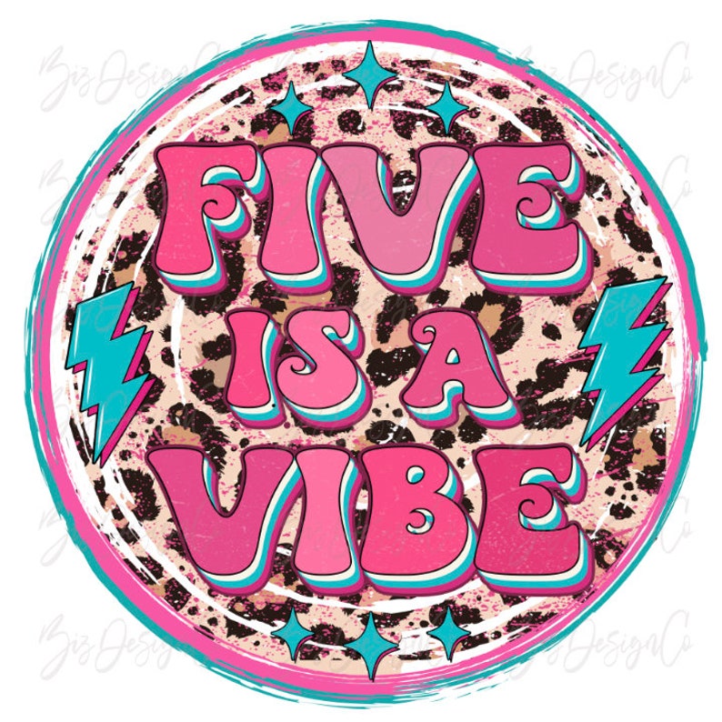 Five is a Vibe PNG Birthday Girl Png for Sublimation Pink - Etsy